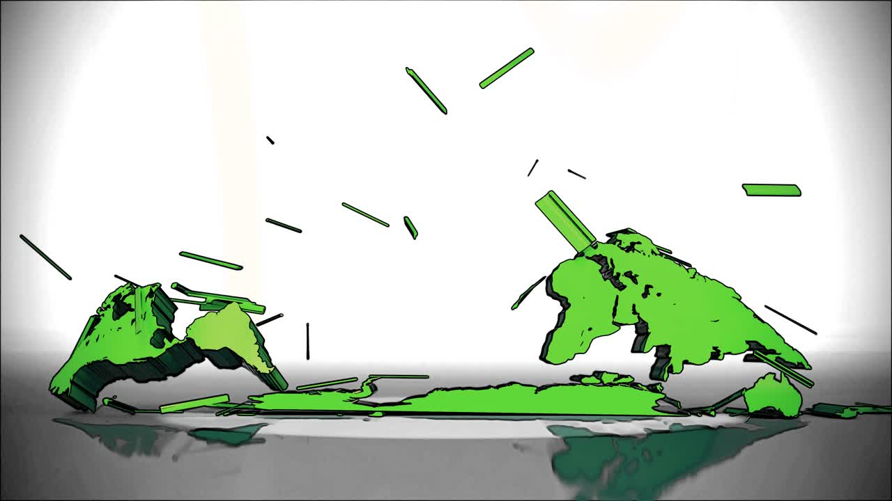 Premium stock video - Earth map world exploding breaking floating ...