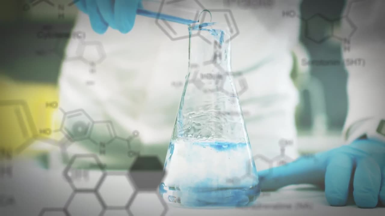 Laboratory Beaker And Test Tube With Data And Structural Formula Of ...