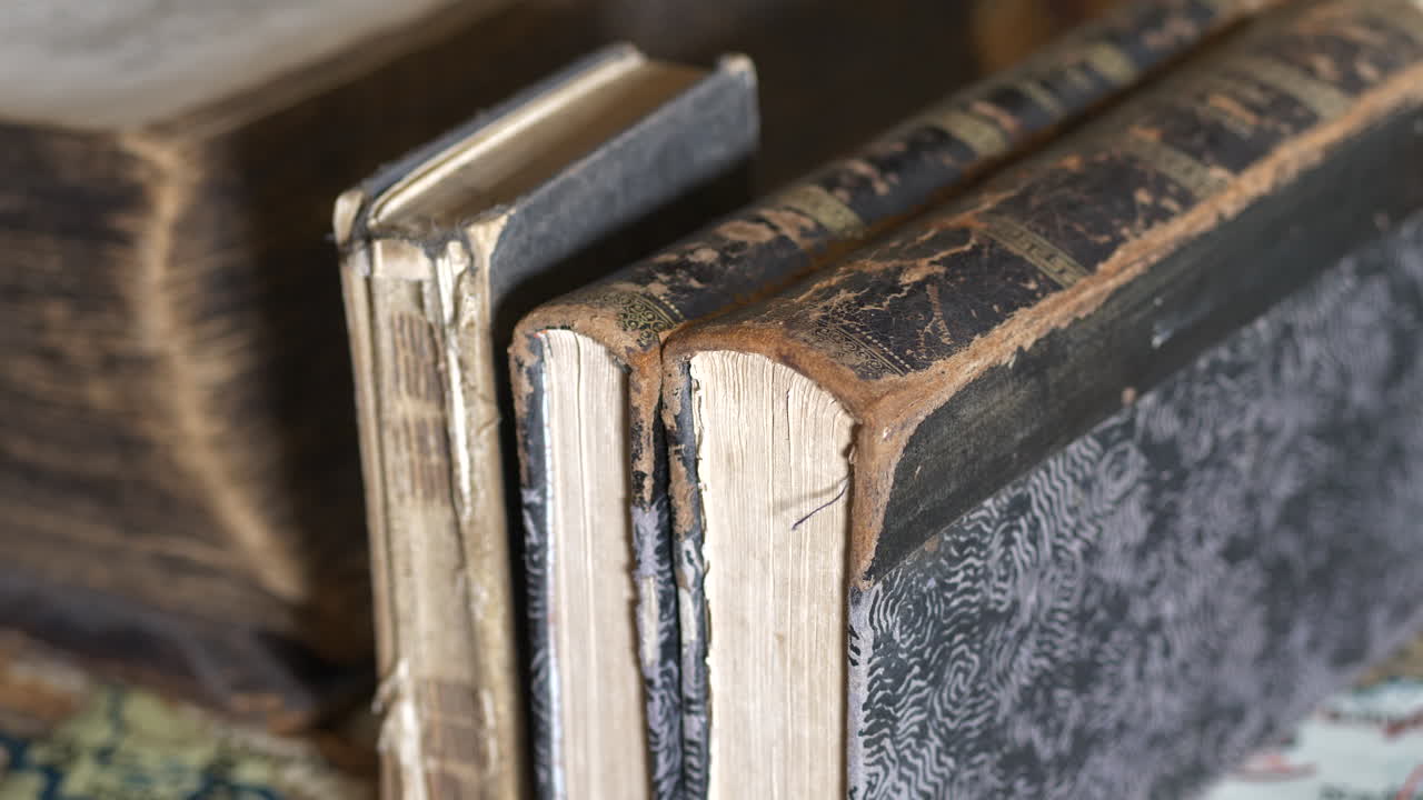 Premium stock video - Texture of old books. close-up and slow motion