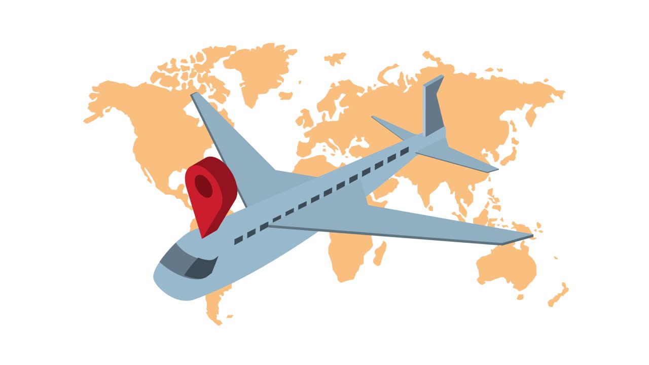 airplane flying in world maps logistic animation | freepik