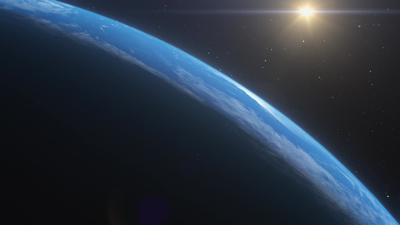 Sunrise from space. Sunrise over the Earth. The earth rotates towards ...