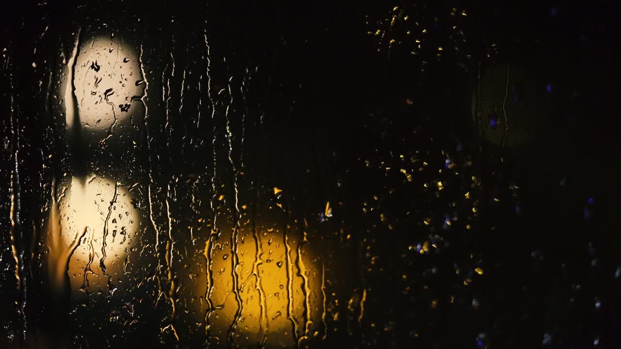 Various Shots And Camera Movement Of Detailed Rain Drops Falling On ...