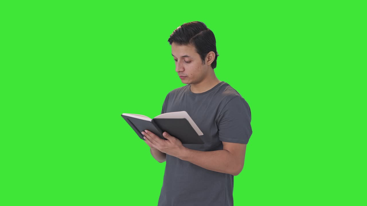 Indian Man Reading A Book Green Screen Free Stock Video Footage ...