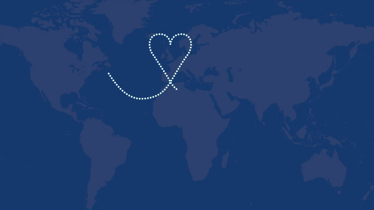 Premium stock video - World map with flying airplane