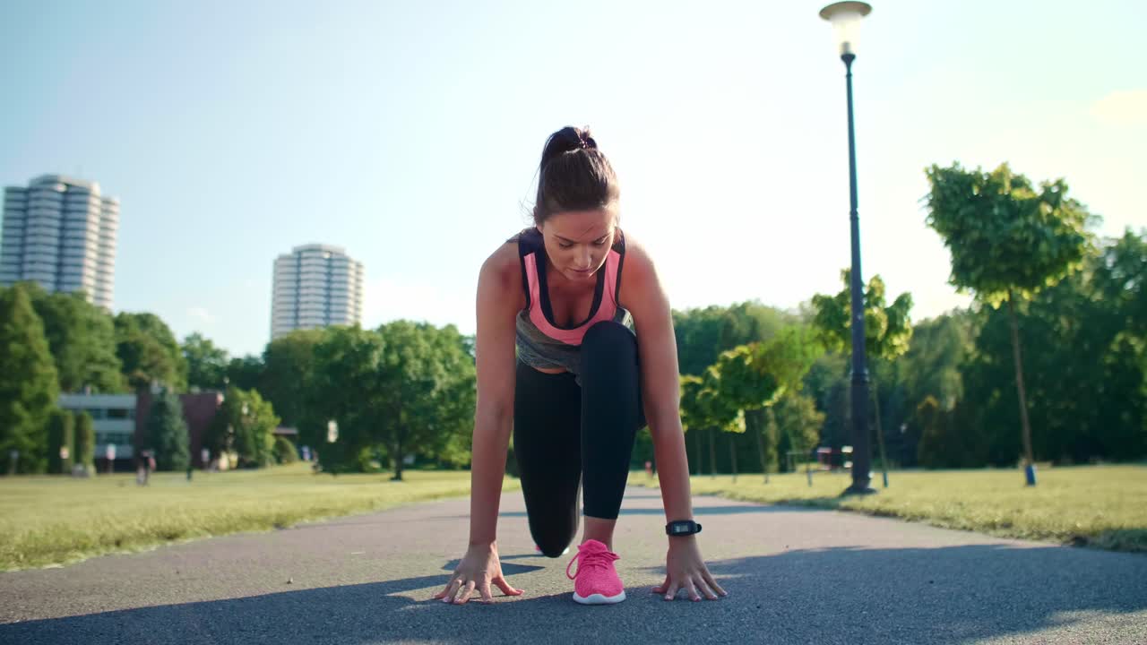 Premium stock video - Beautiful woman sprinting towards camera, katowice, poland