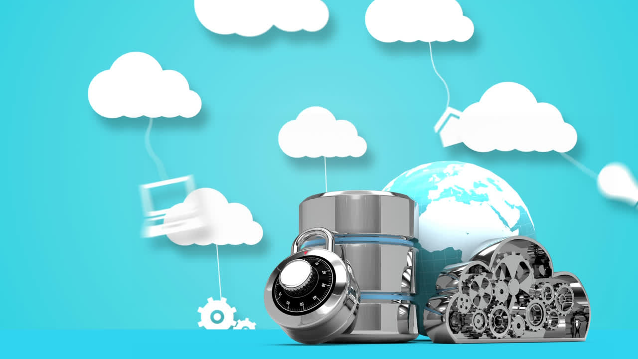 Animated Icons Of A Cloud Network Free Stock Video Footage Download Clips