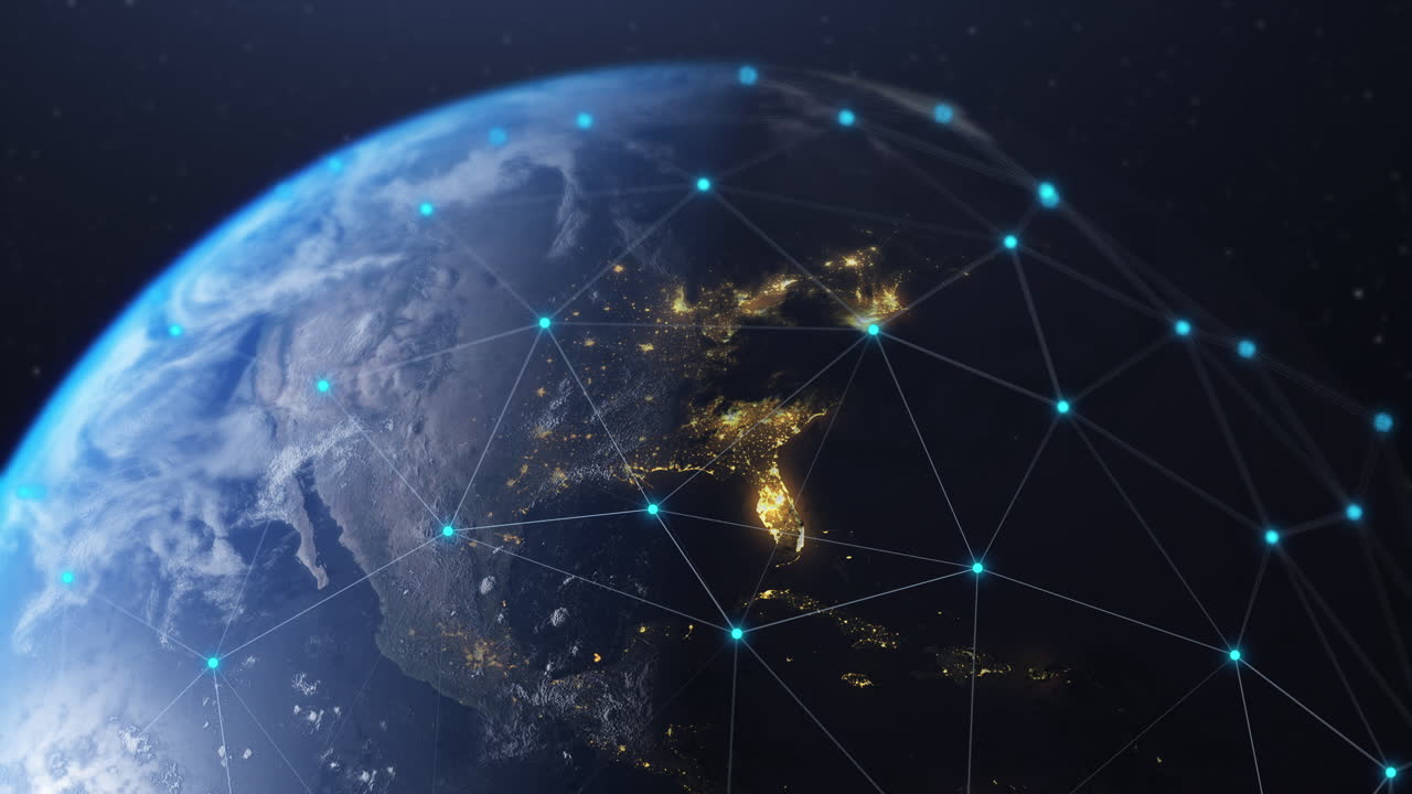 Premium stock video - Digital network over the planet earth