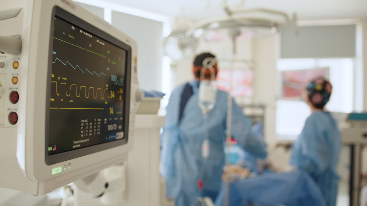 Operating Room Scene with Medical Equipment and Personnel | Premium ...
