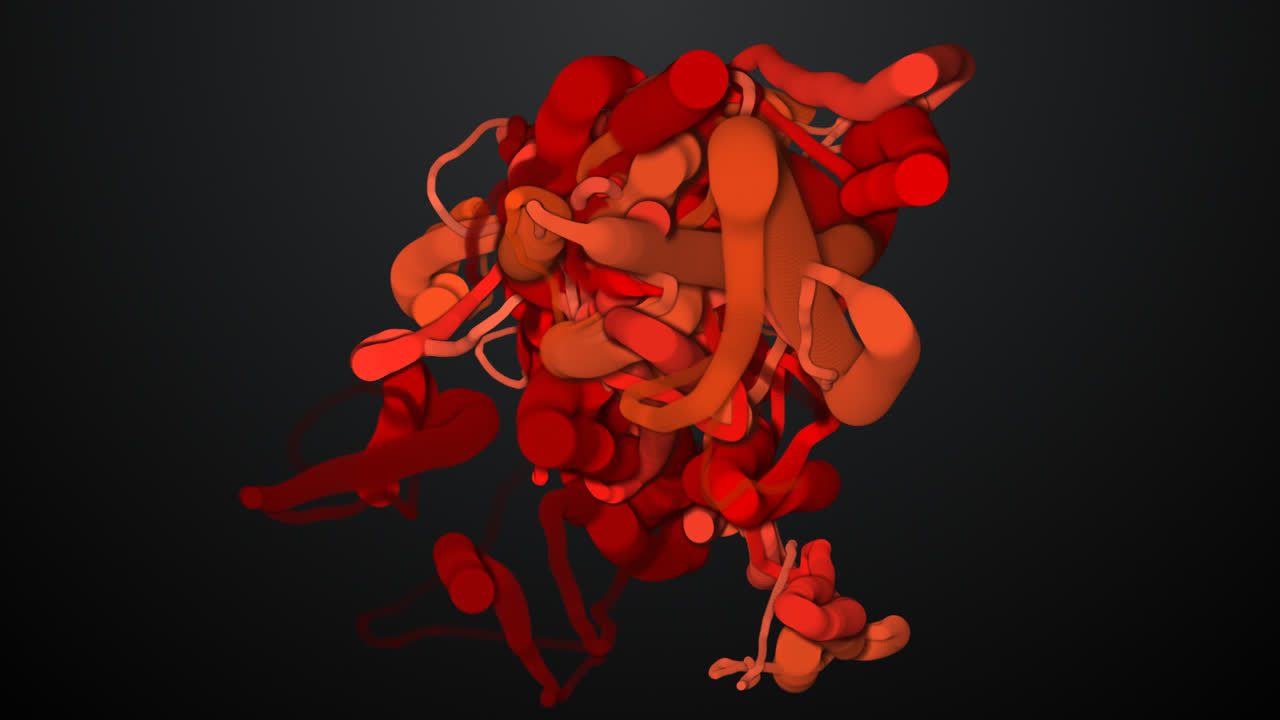 Premium stock video - Magnification on the red particles quick moving ...