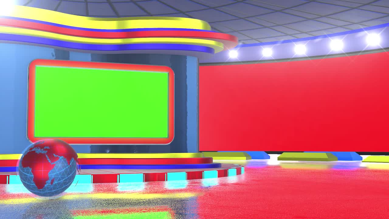 Premium stock video - 3d virtual studio set green screen background