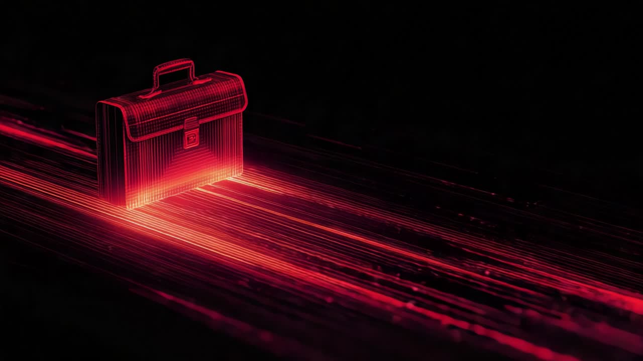 A Futuristic Briefcase Surrounded by Dynamic Red Light Trails ...
