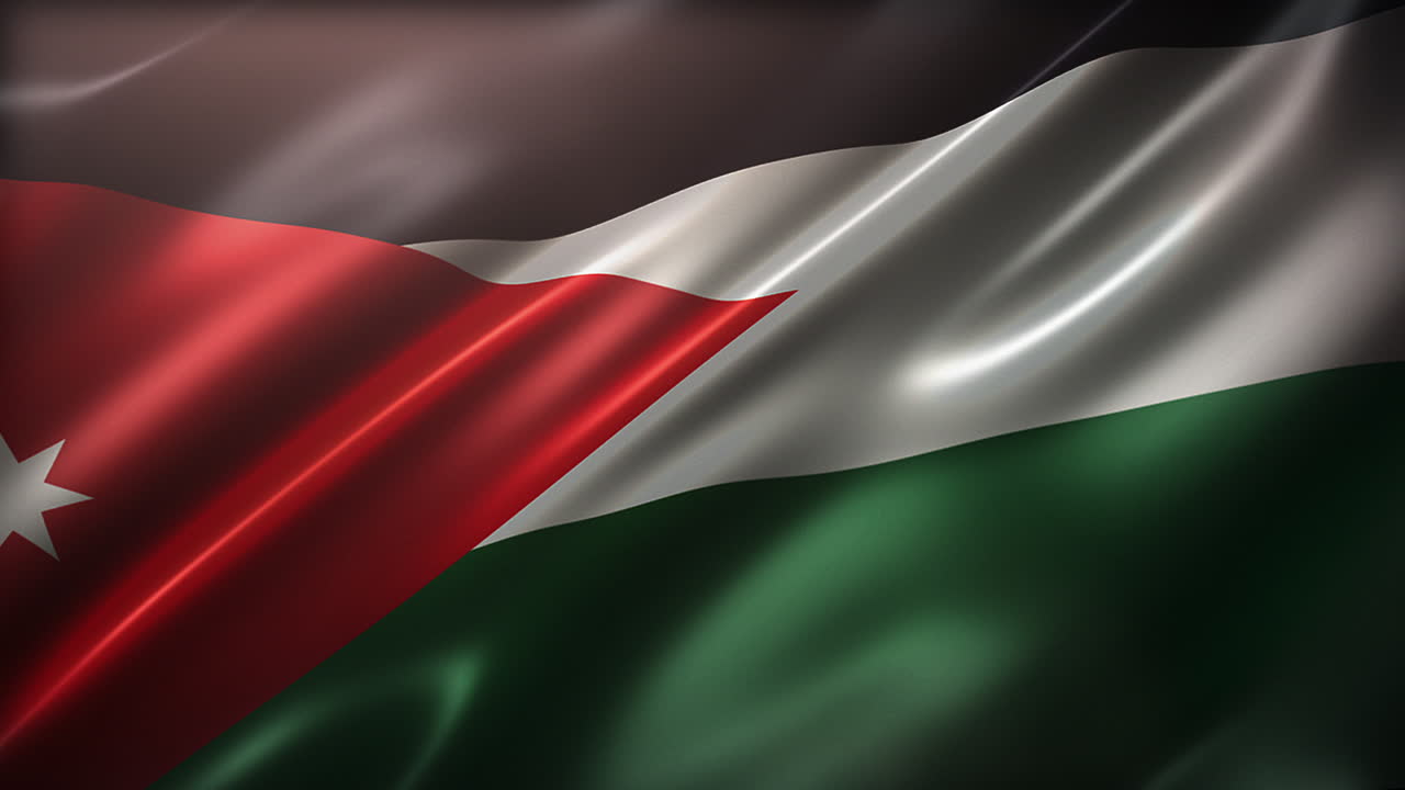Premium stock video - Flag of jordan front view, flapping in the wind ...