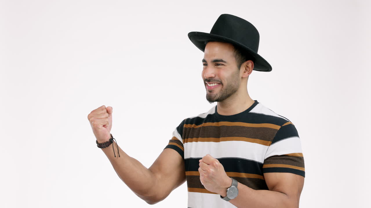 Premium stock video - Happy, celebration and man with winning fist