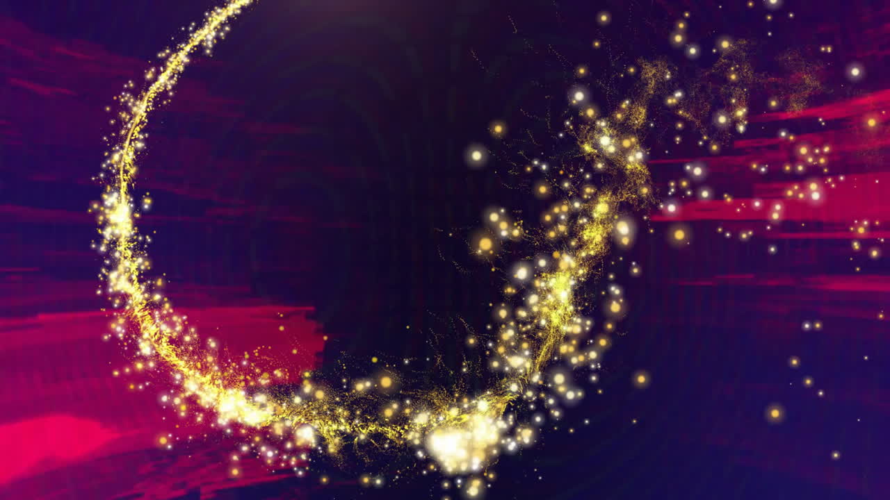 glowing comet animation with sparkling trail over abstract red and ...
