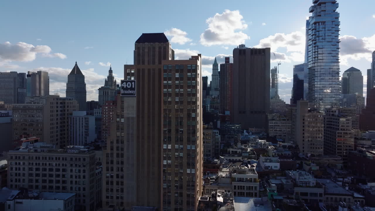 Premium stock video - Forwards fly around 401 broadway high rise office ...