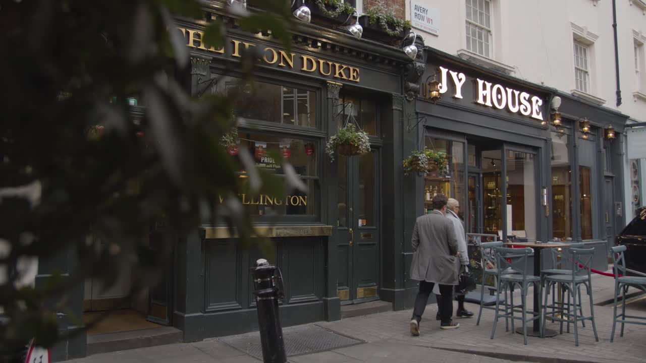 Free stock video - Exterior of the iron duke pub on avery row in ...