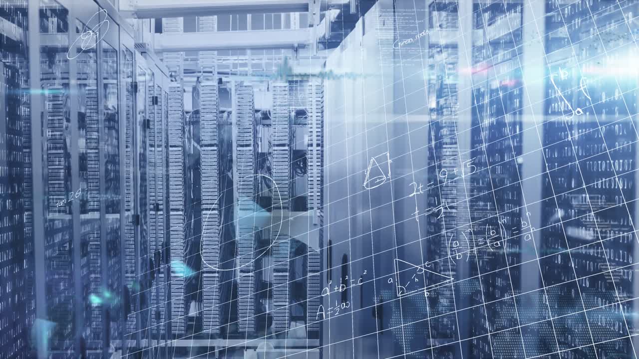 Premium stock video - Animation of mathematical equations and data processing against empty ...