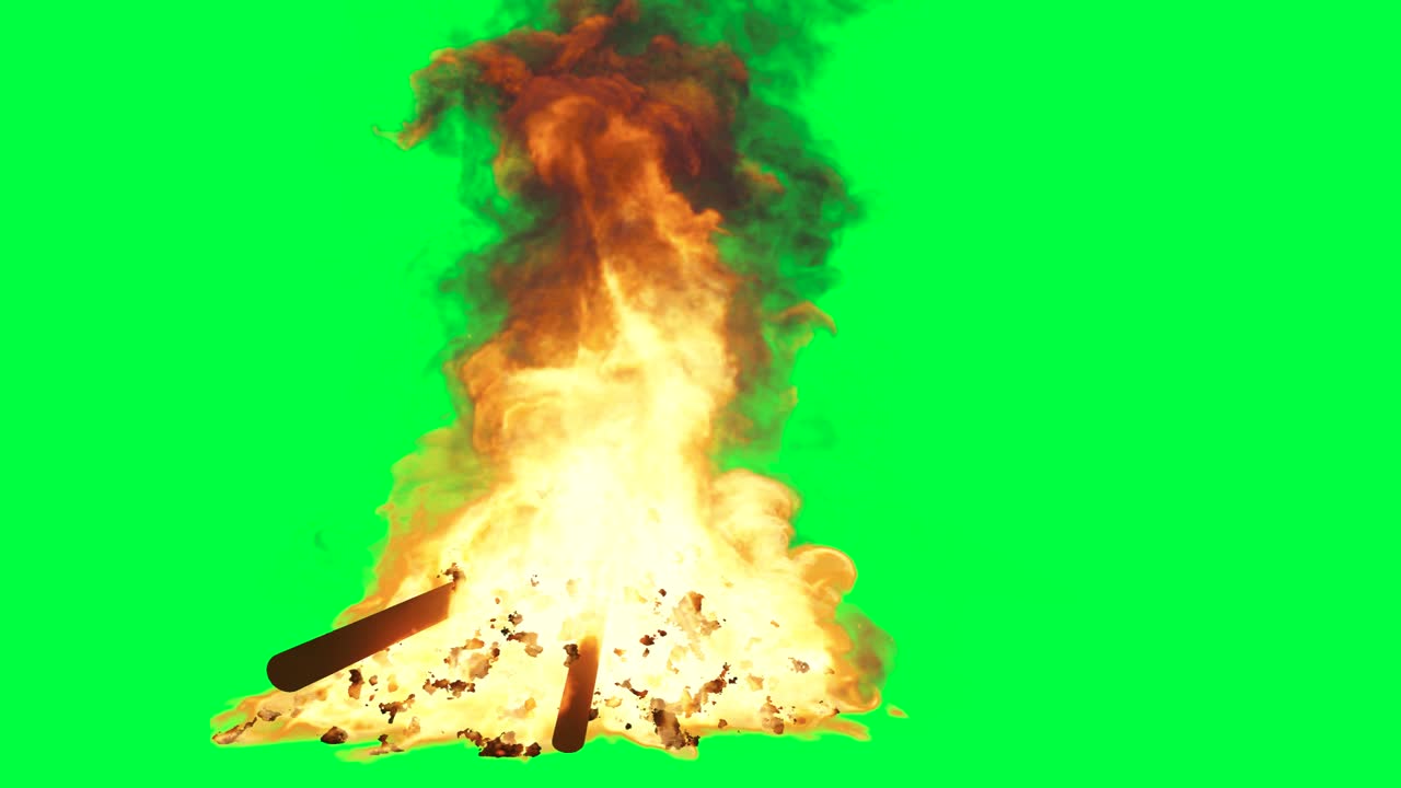 Burning Campfire on Green Screen | Premium Stock Video Footage