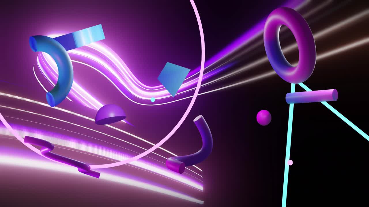 Premium stock video - Animation of abstract 3d shapes over black background