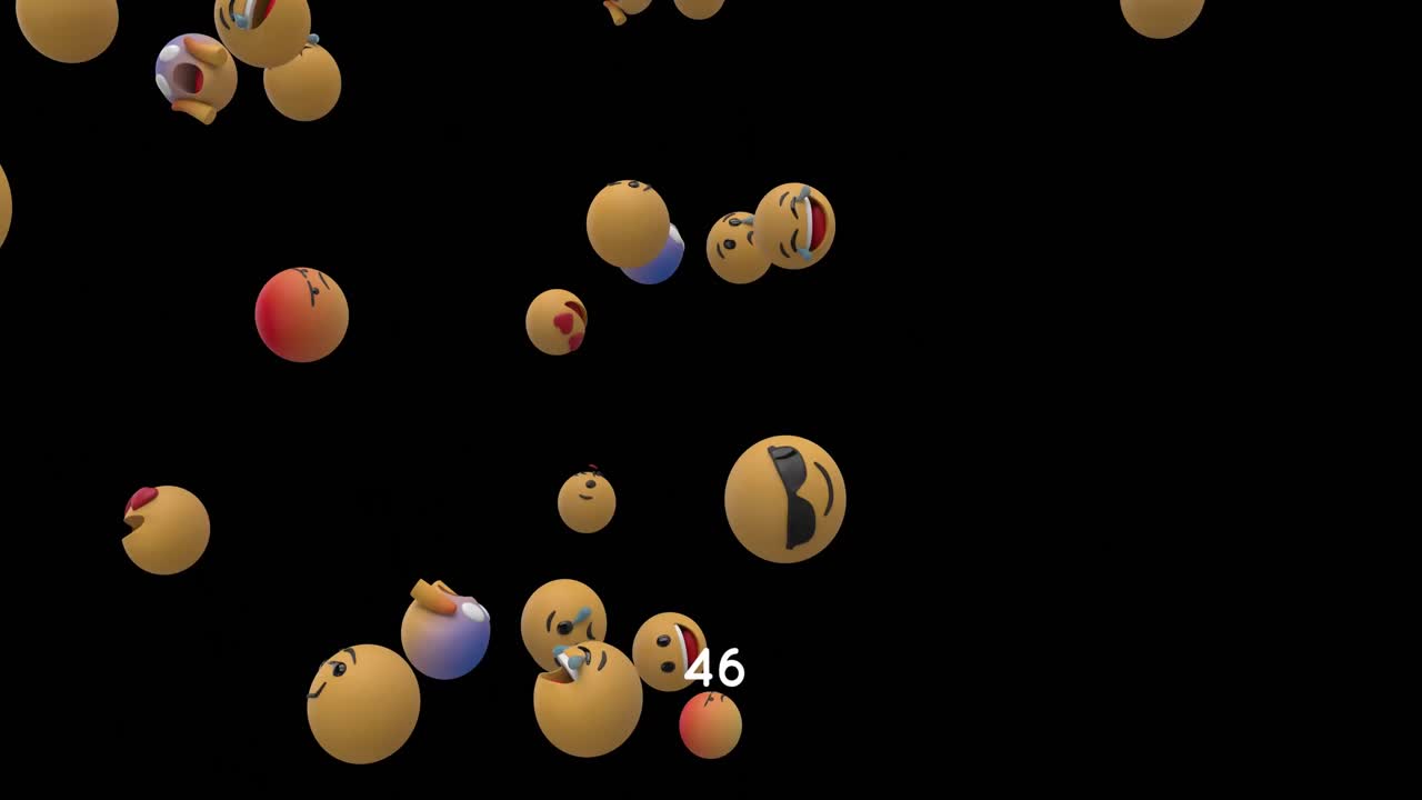 Digital Animation Of Increasing Numbers Over Multiple Face Emojis ...