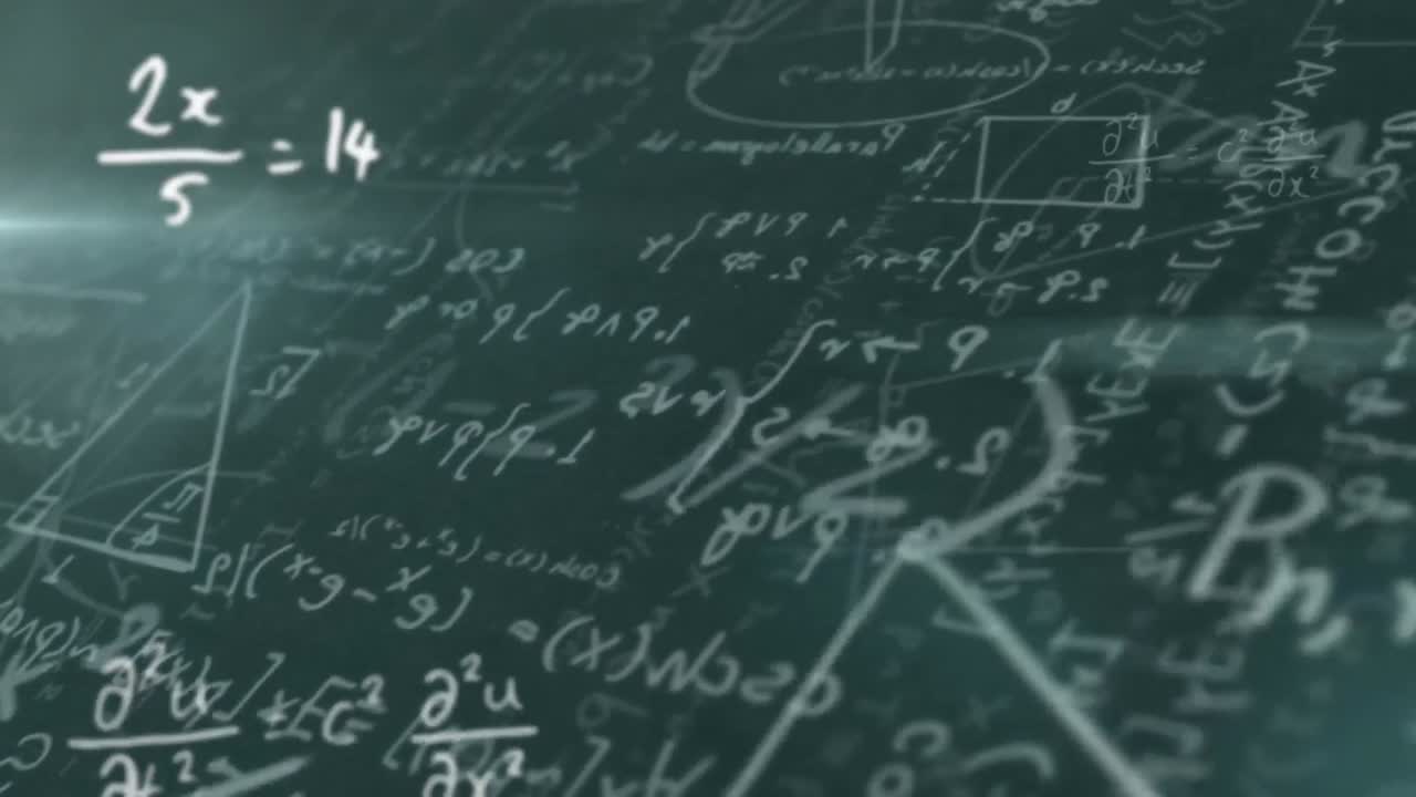 Digital animation of mathematical equations and diagrams floating ...