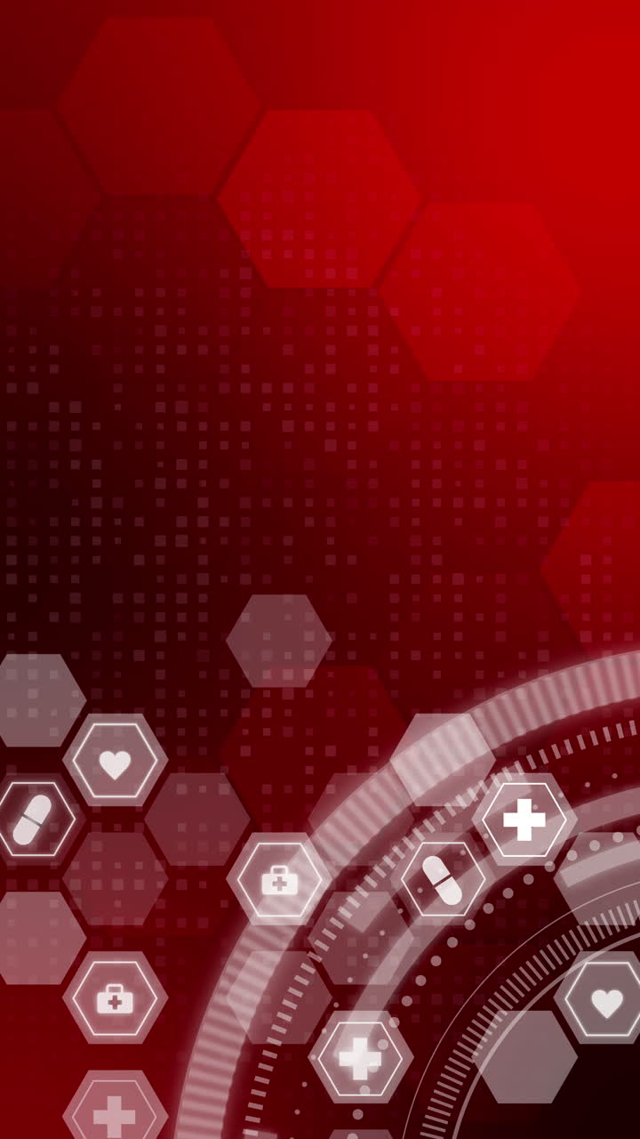 Red abstract medical futuristic background with healthcare icons in ...