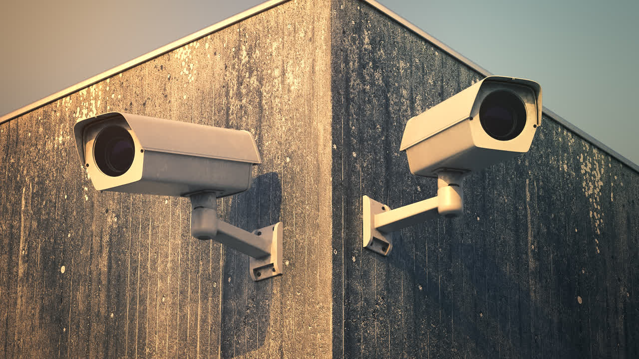 Premium stock video - Security cameras on the cloudy sky. seamless ...