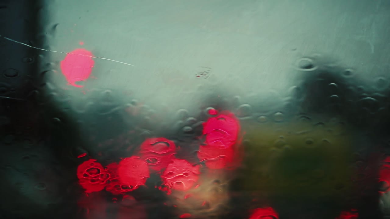 Premium stock video - Close-up of water droplets on glass, rain go away, large raindrops strike ...