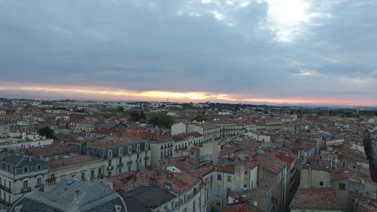 Free stock video - Montpellier rooftops and sunset aerial drone shot ...