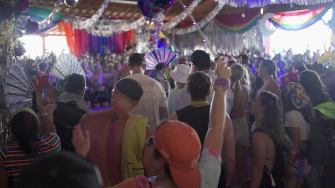 Backside of a crowd dancing Premium Stock Video Footage