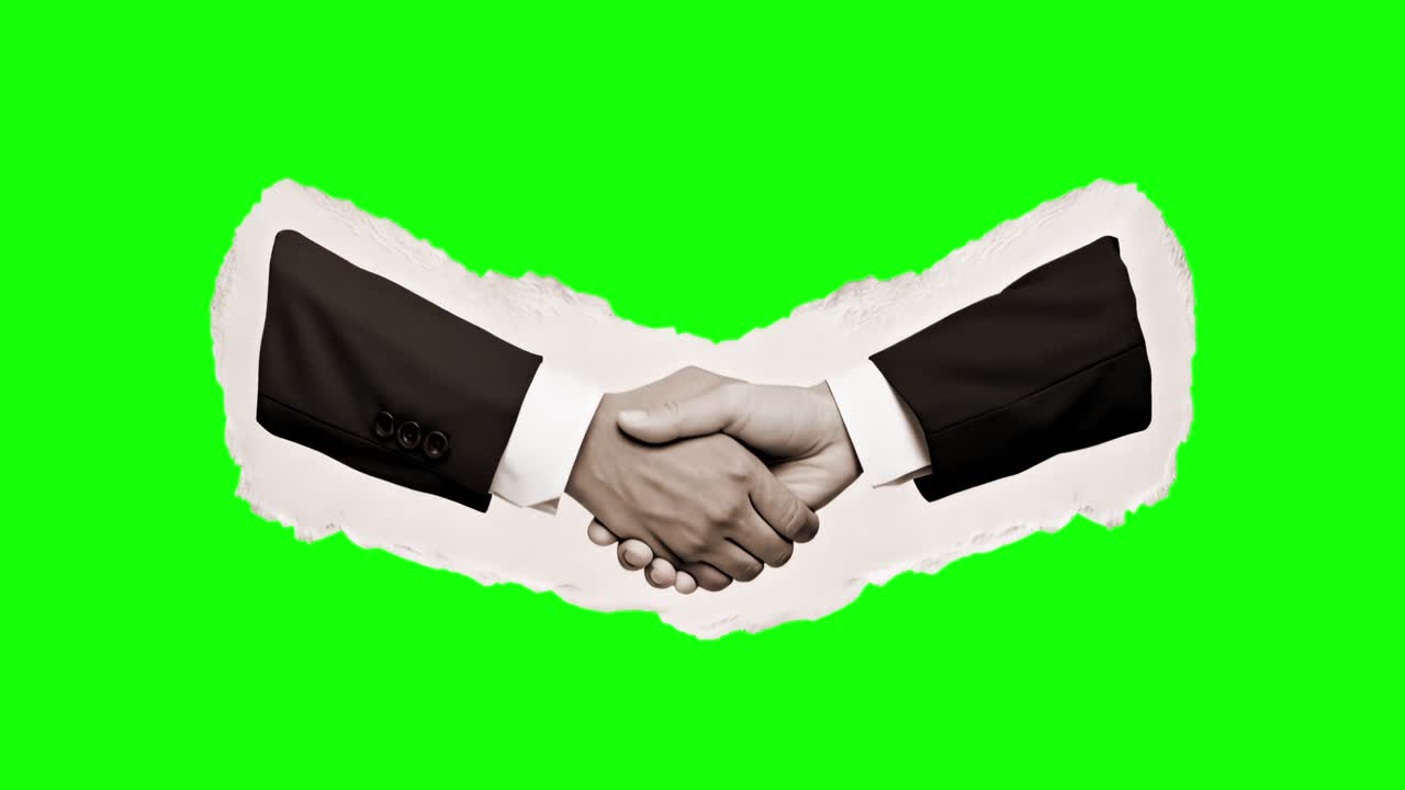 Business handshake agreement concept animation, transparent 4K video ...