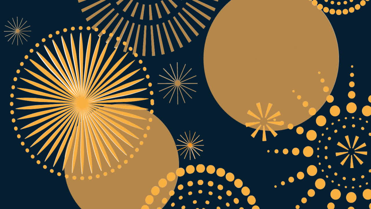 Animation of exploding gold fireworks scrolling on black background ...