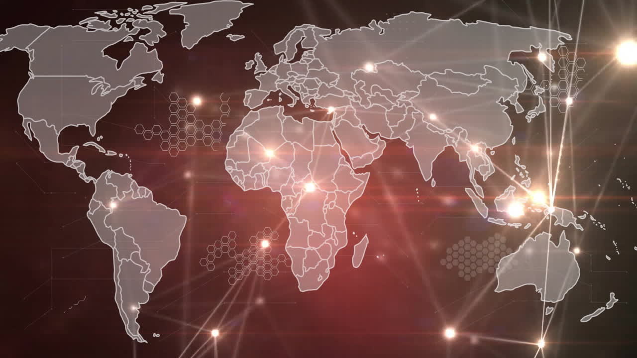 Premium stock video - Animation of network of connections over world map