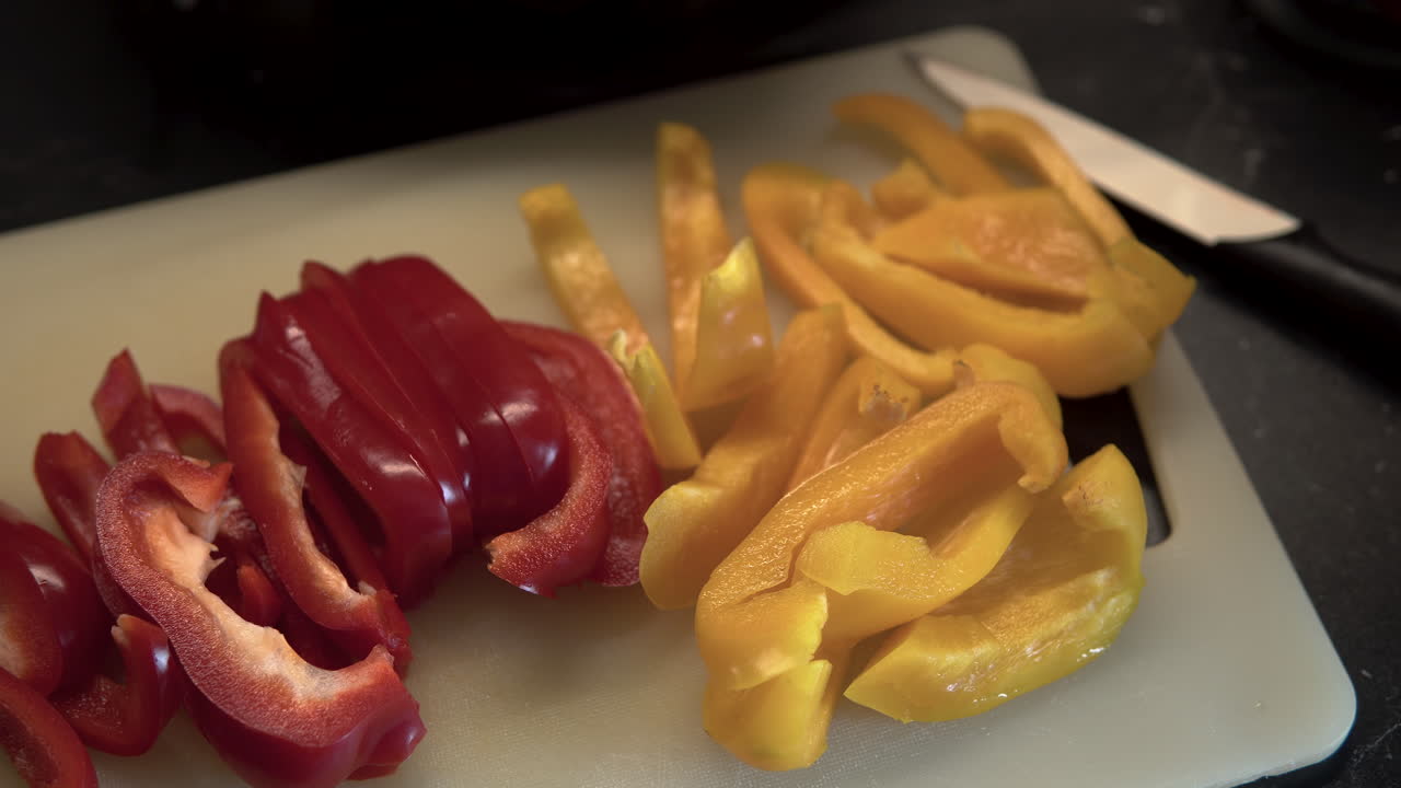 Pan, Colour Pappers Yellow And Red On Plastic Board Free Stock Video ...