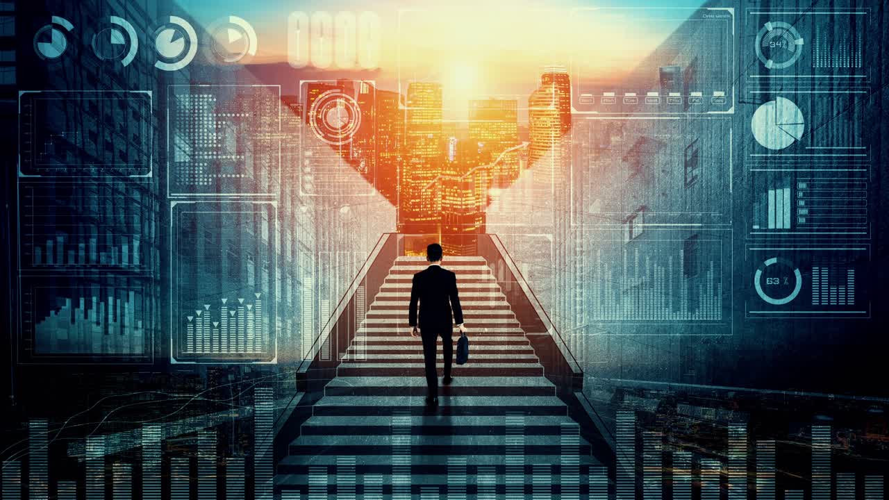 Loopable video of business growth potential concept with virtual ...