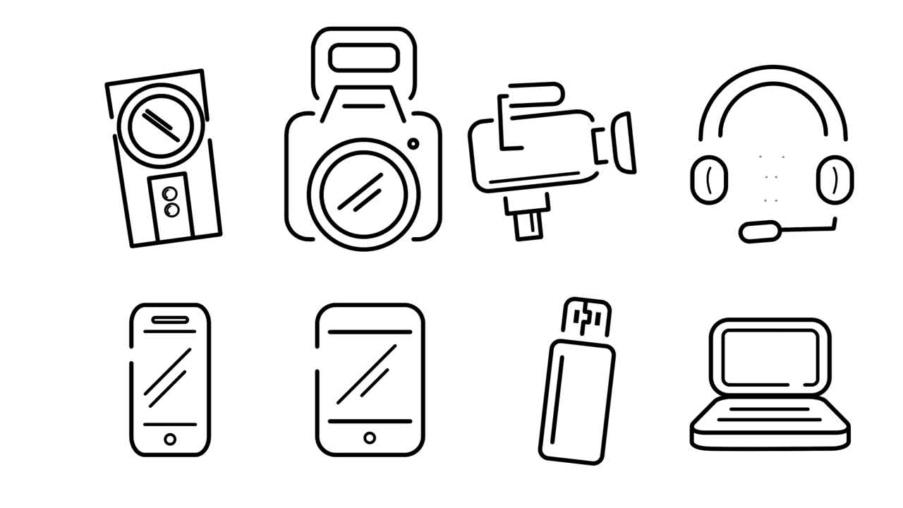 Premium stock video - Illustration of gadgets icon set