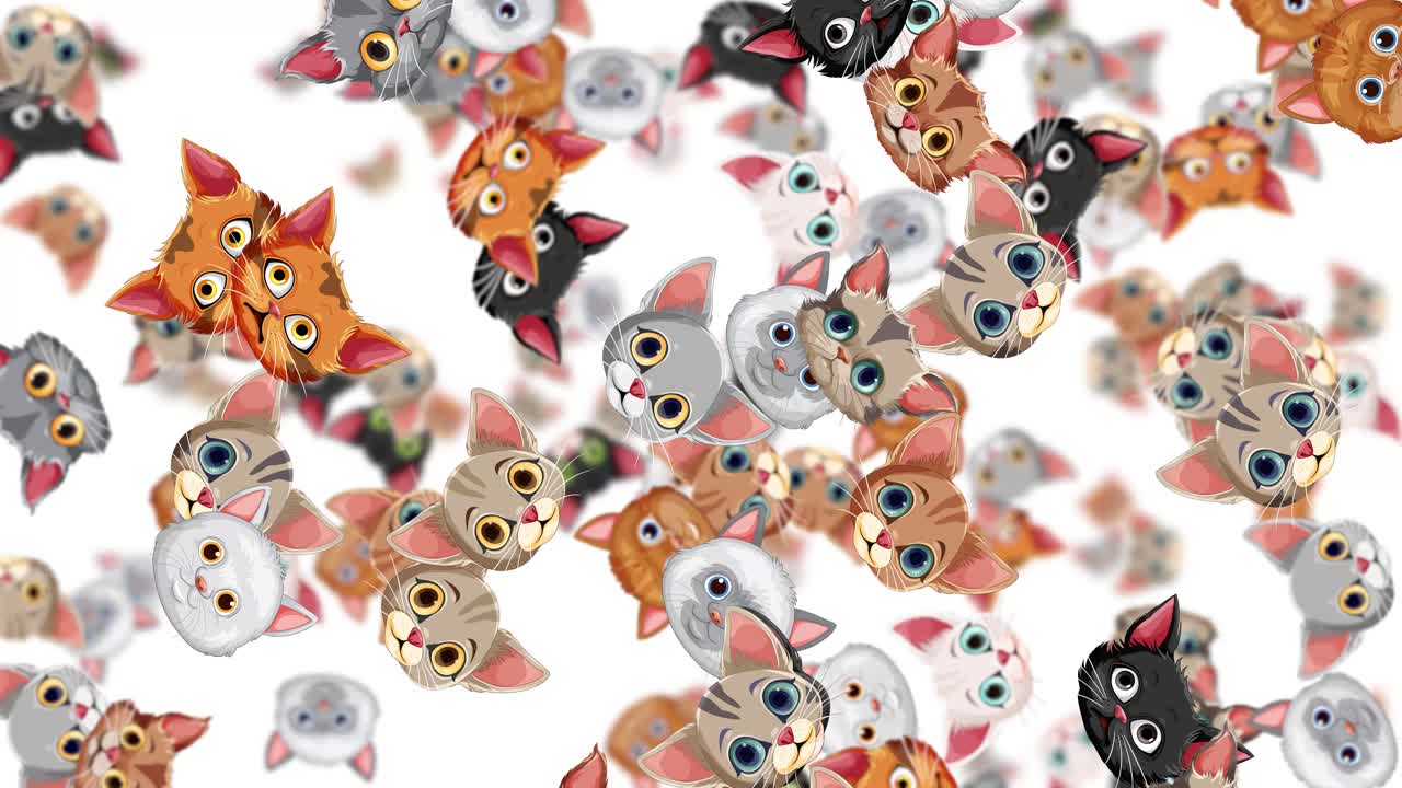 Cats falling from the sky in animation | Premium Stock Video Footage