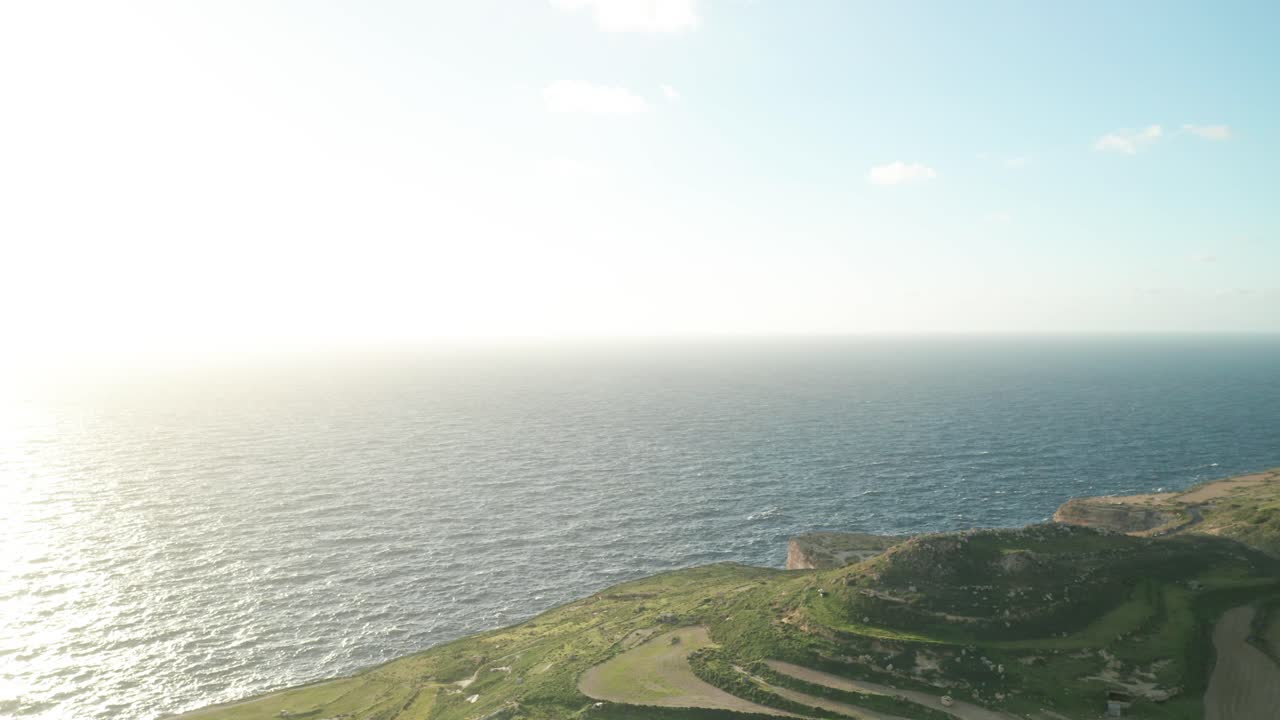 Aerial: flying very high above greenery hills in malta | Premium Stock ...