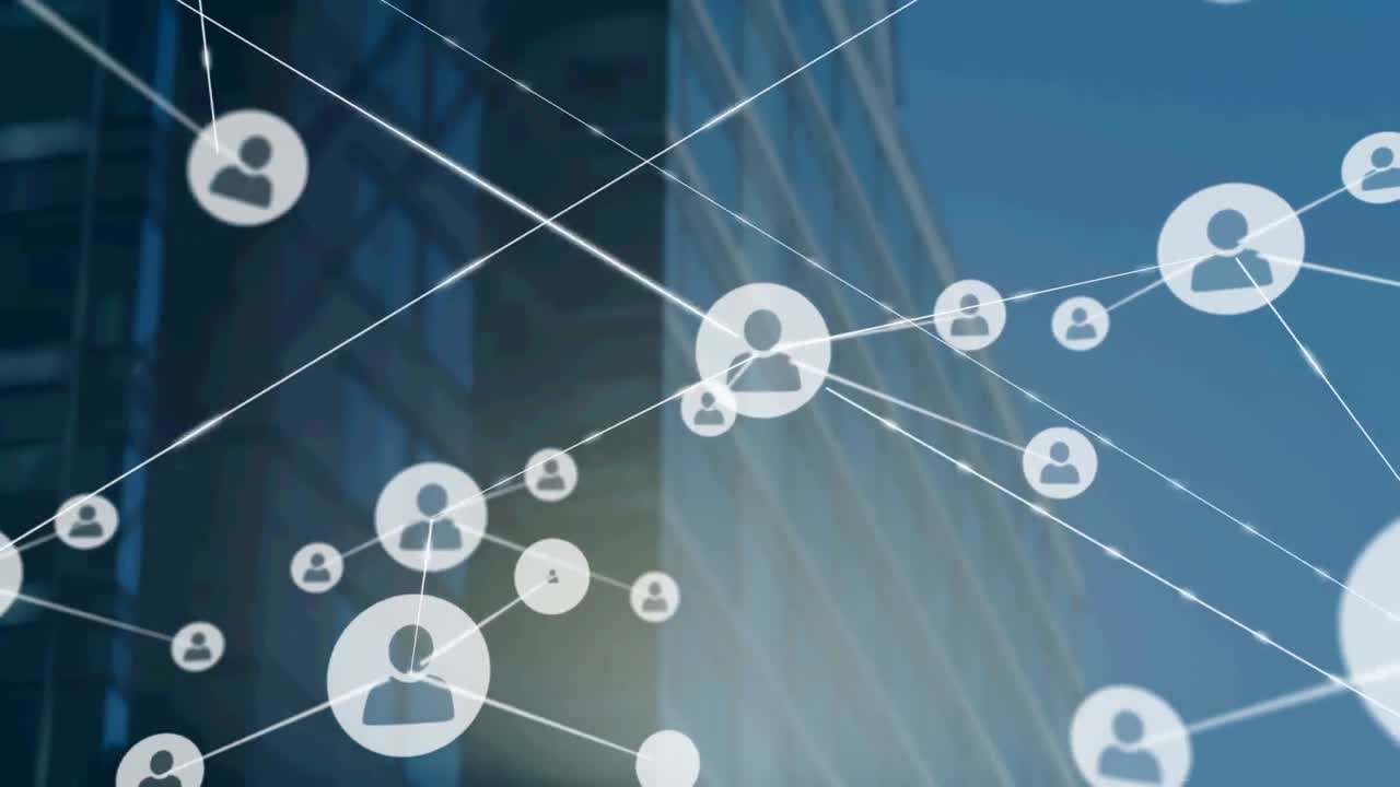 Premium stock video - Animation of network of connections with icons ...