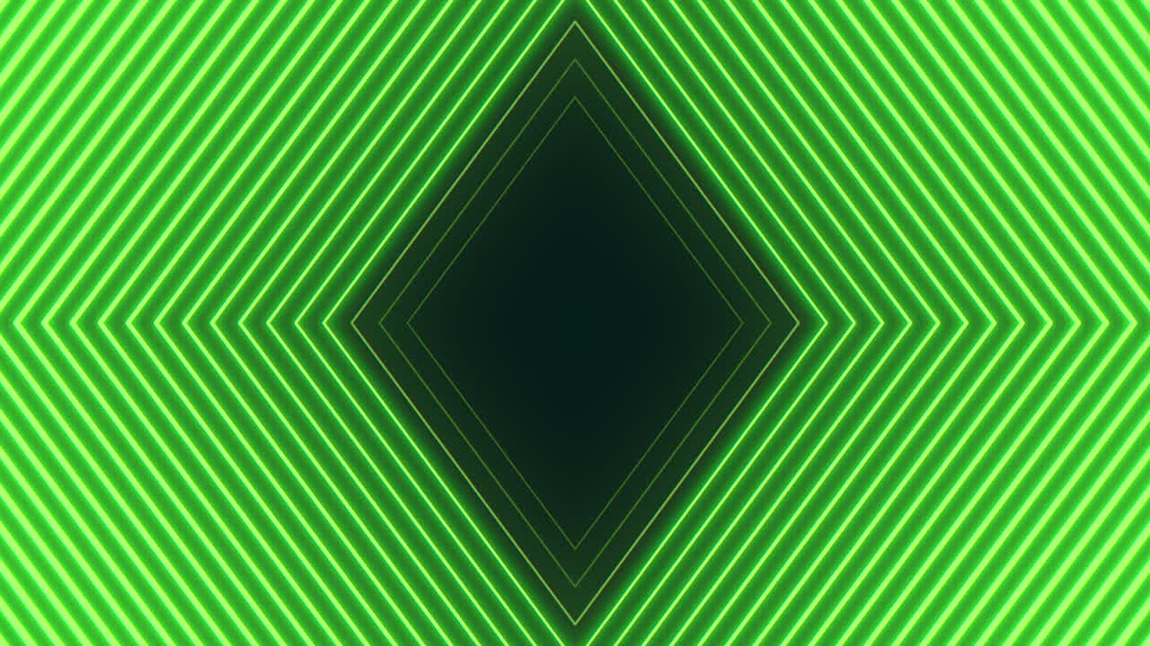 Premium stock video - Green neon diamond pattern on black gradient
