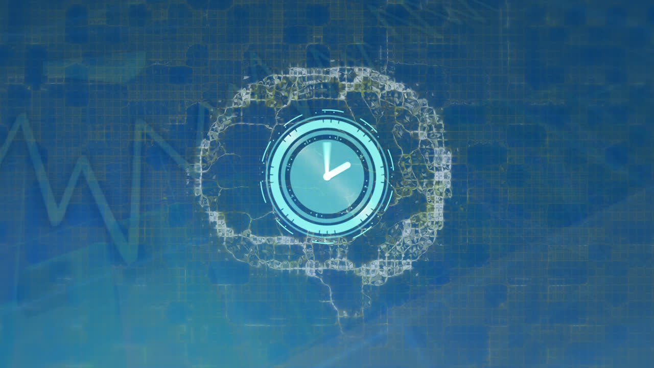 Premium stock video - Animation of moving clock over graph and digital ...
