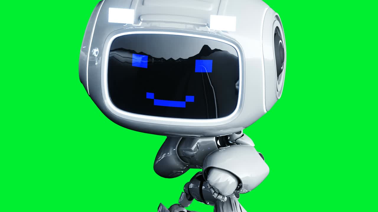 White smiling toy robot animation. Phisical motion blur. Realistic ...