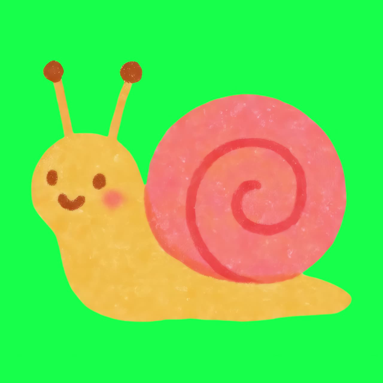 Cute snail illustration animation, transparent 4K video, green screen ...