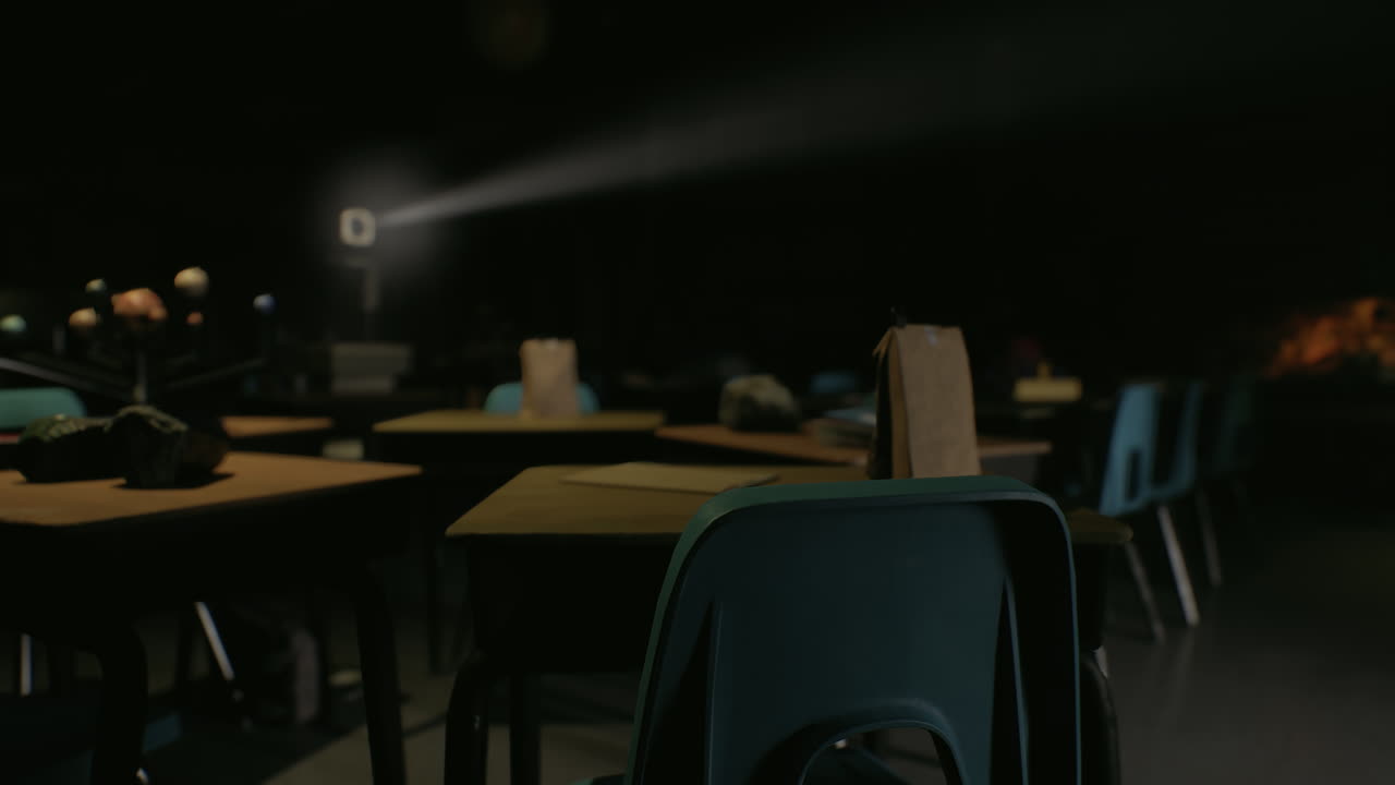 Empty Classroom at Night | Premium Stock Video Footage