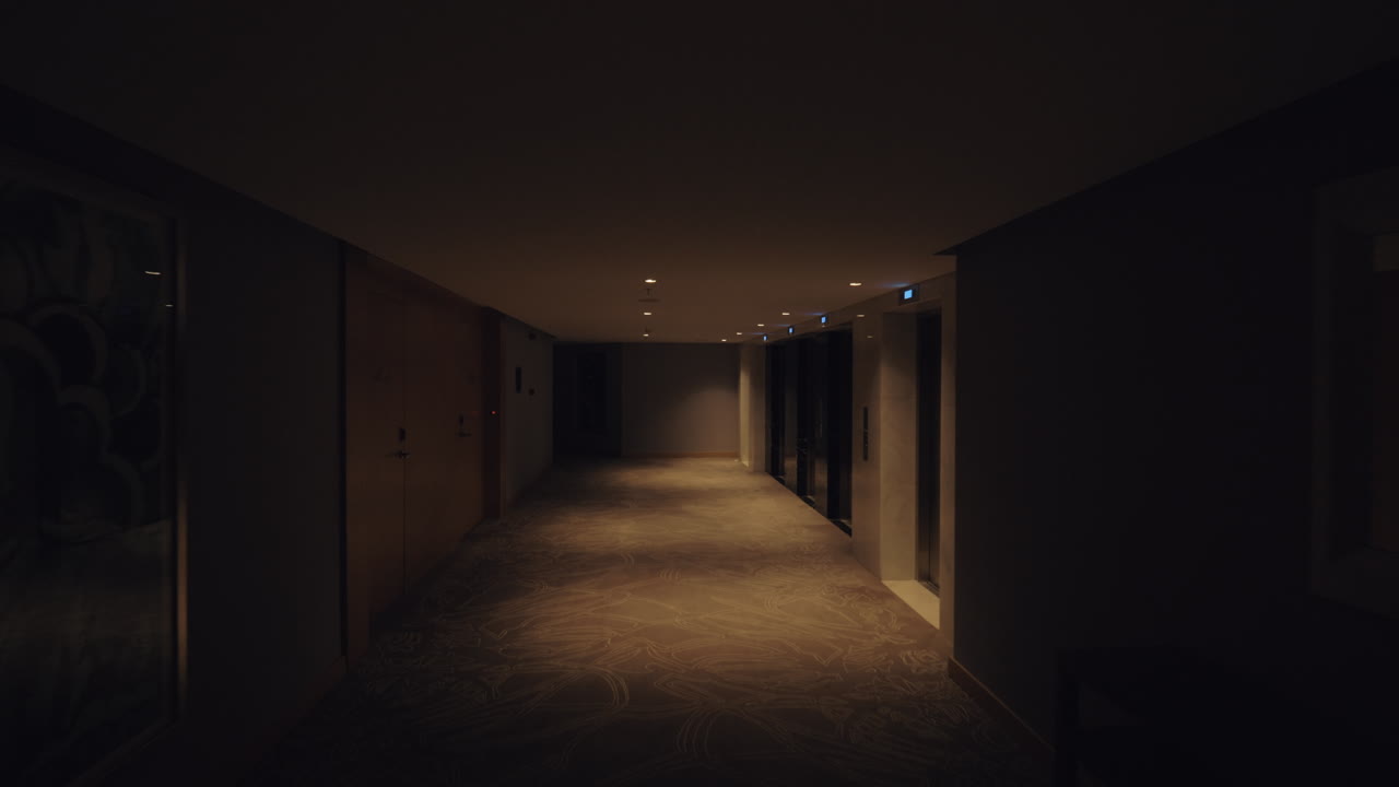 Walking In Hotel Hallway View In Dim Light Free Stock Video Footage ...