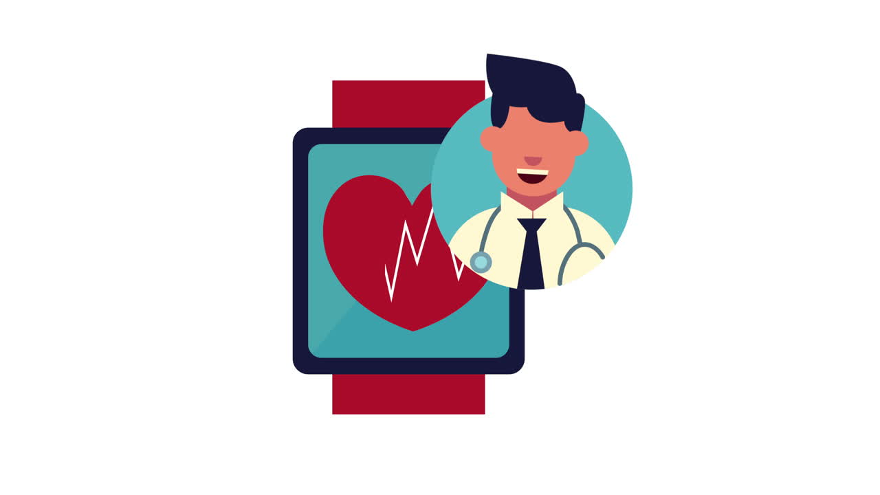 Smartwatch with cardiology app and doctor | Premium Stock Video Footage