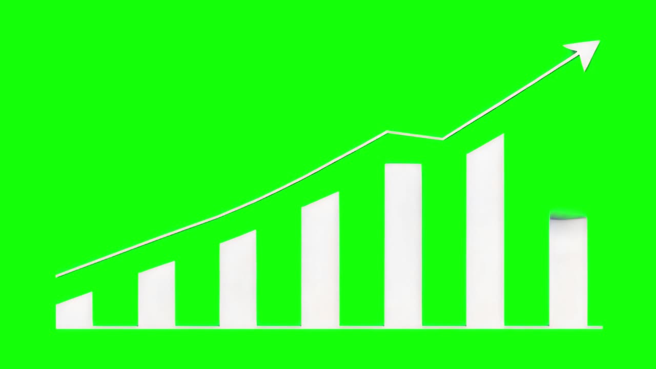 Growth chart with upward arrow animation, transparent 4K video, green ...