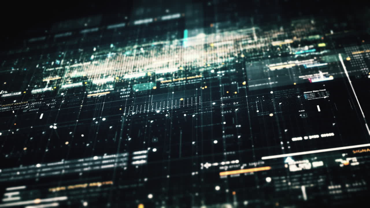 Advance data matrix, telemetry and encrypt numbers simulation user interface display in cyber ...