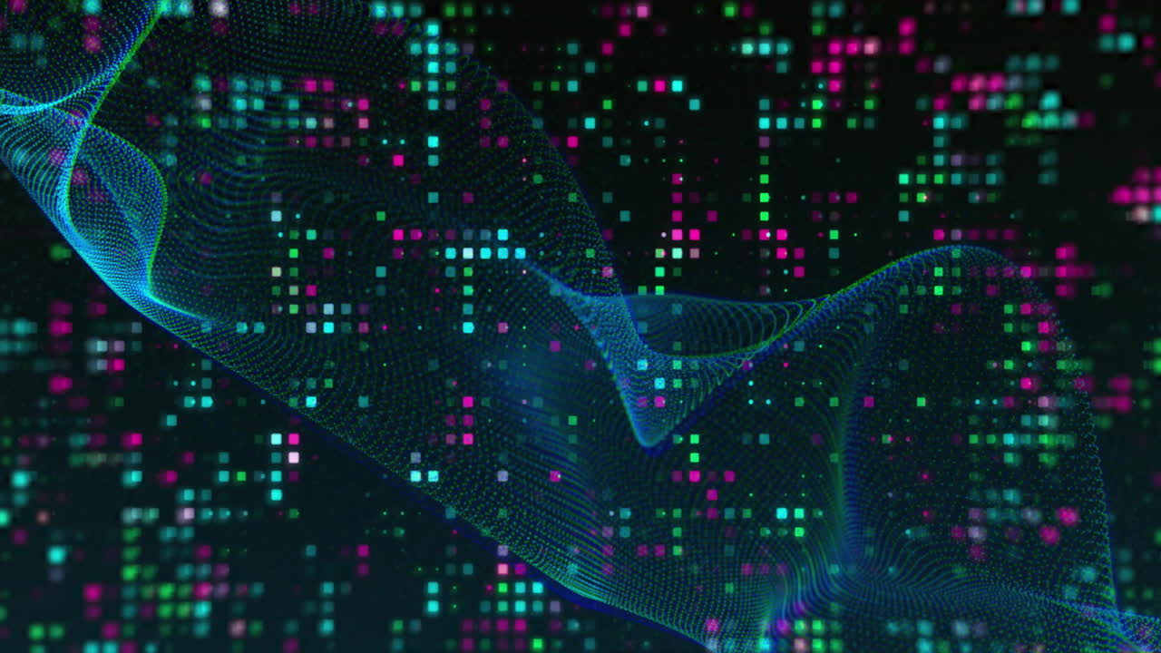 Premium stock video - Animation of network waves over colourful ...