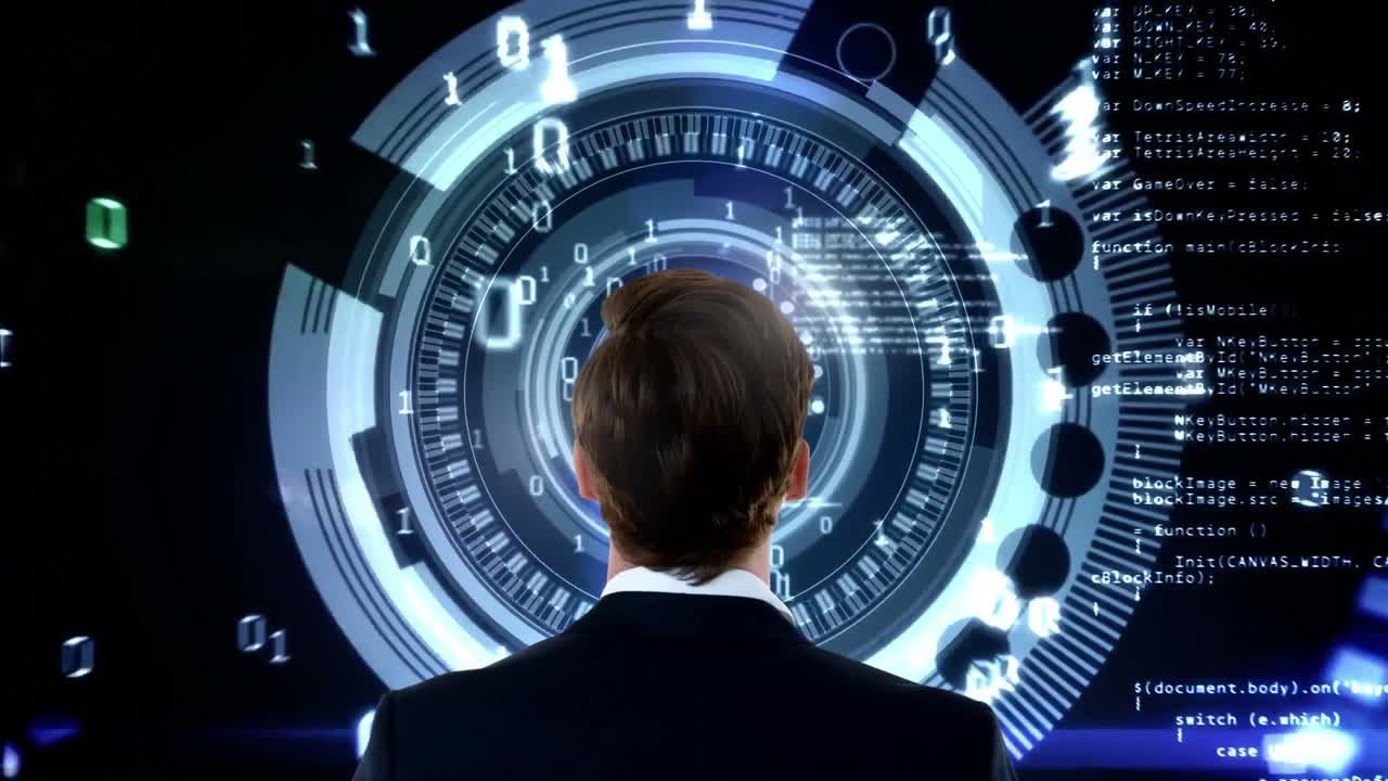 Man Standing Infront Of Digital Animated Data Free Stock Video Footage ...